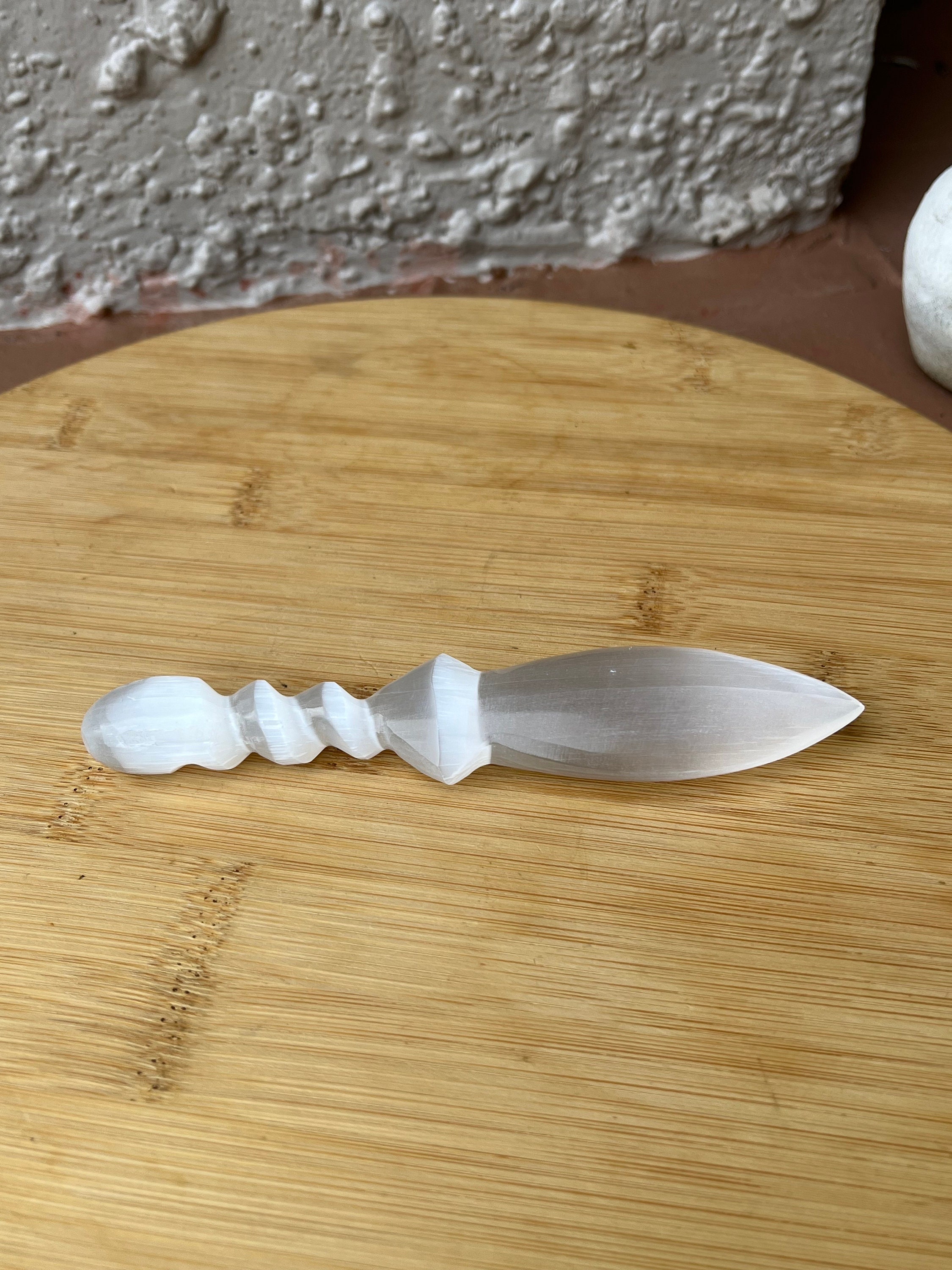 Selenite Fully Polished Carved Cleanser Dagger. BACK IN STOCK! - Etsy