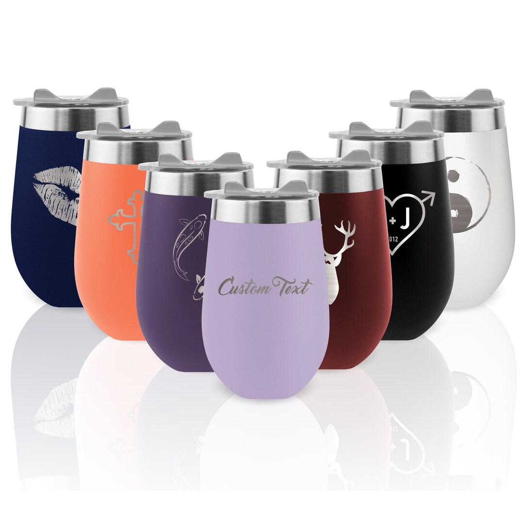 Personalized 12oz Vacuum Insulated Tempercraft Wine Tumbler W/lid ...