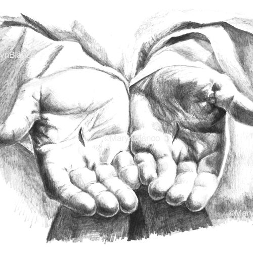 Christ's Hands PRINT of Pencil Drawing | Etsy