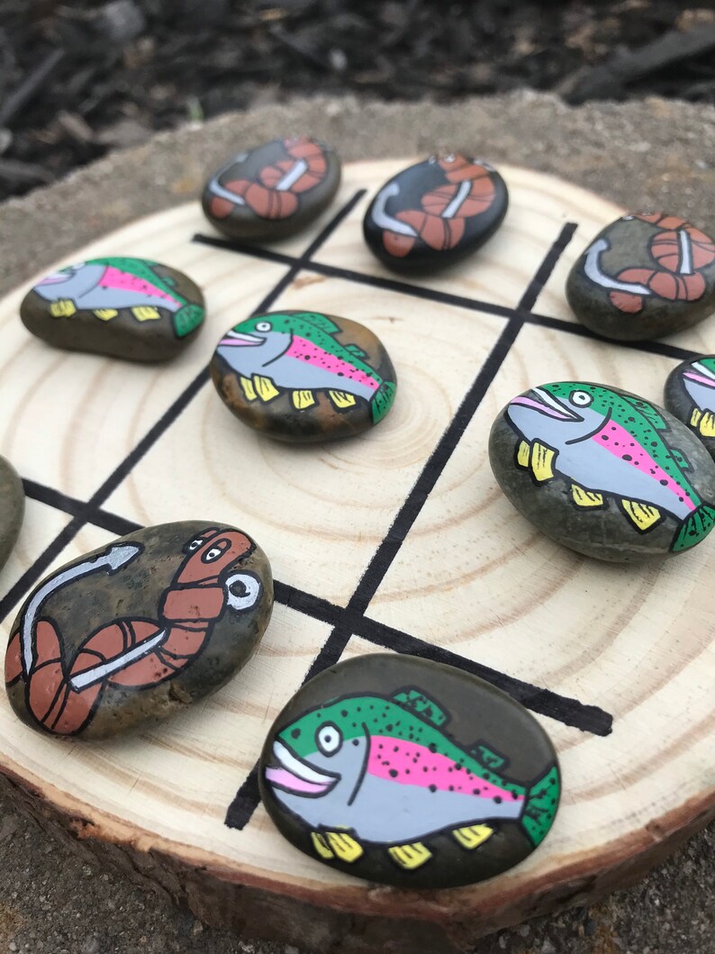 Rustic Tic Tac Toe // Fishing Tic Tac Toe // Wood Tic Tac Toe - Etsy