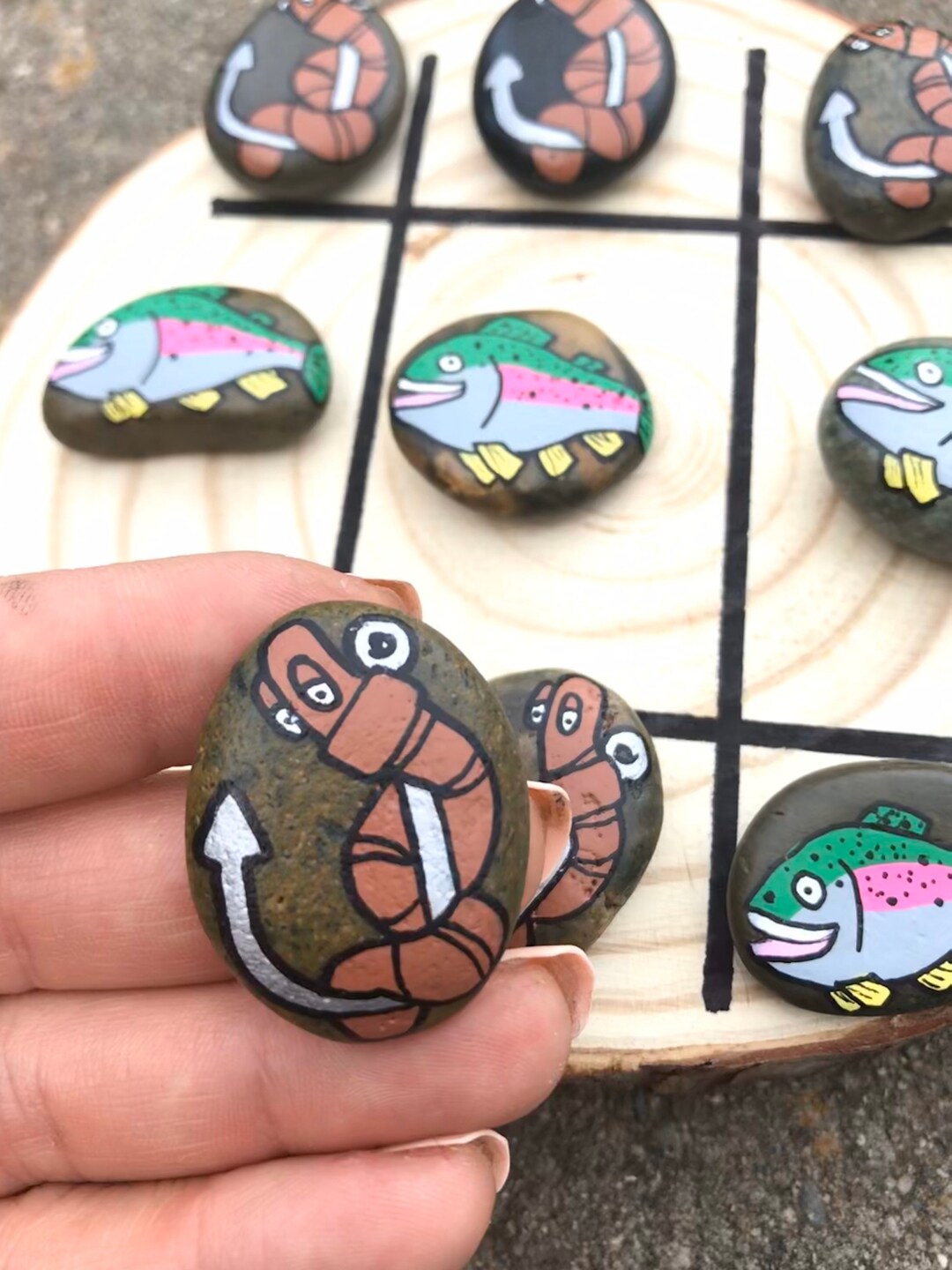 Rustic Tic Tac Toe // Fishing Tic Tac Toe // Wood Tic Tac Toe ...