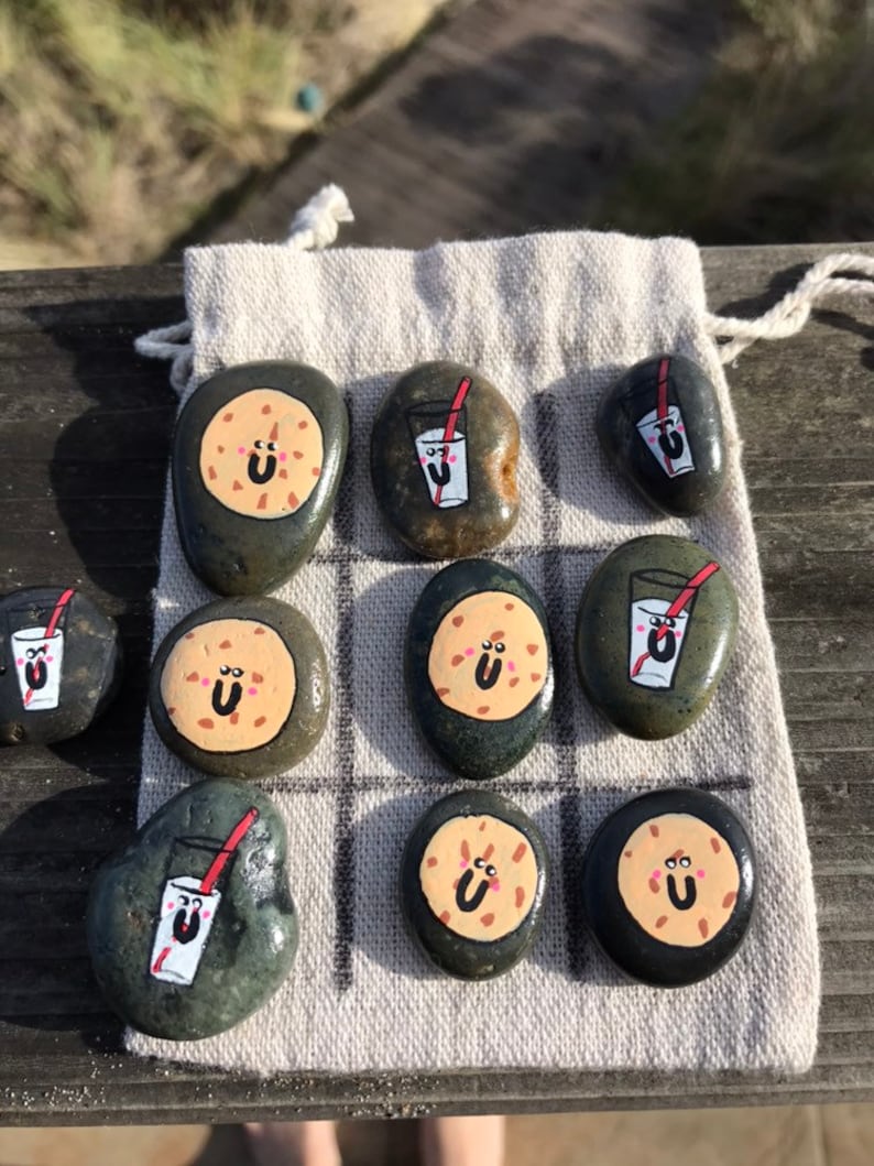 Rock Tic Tac Toe // Painted Rock Games // Kids Toys and Games - Etsy