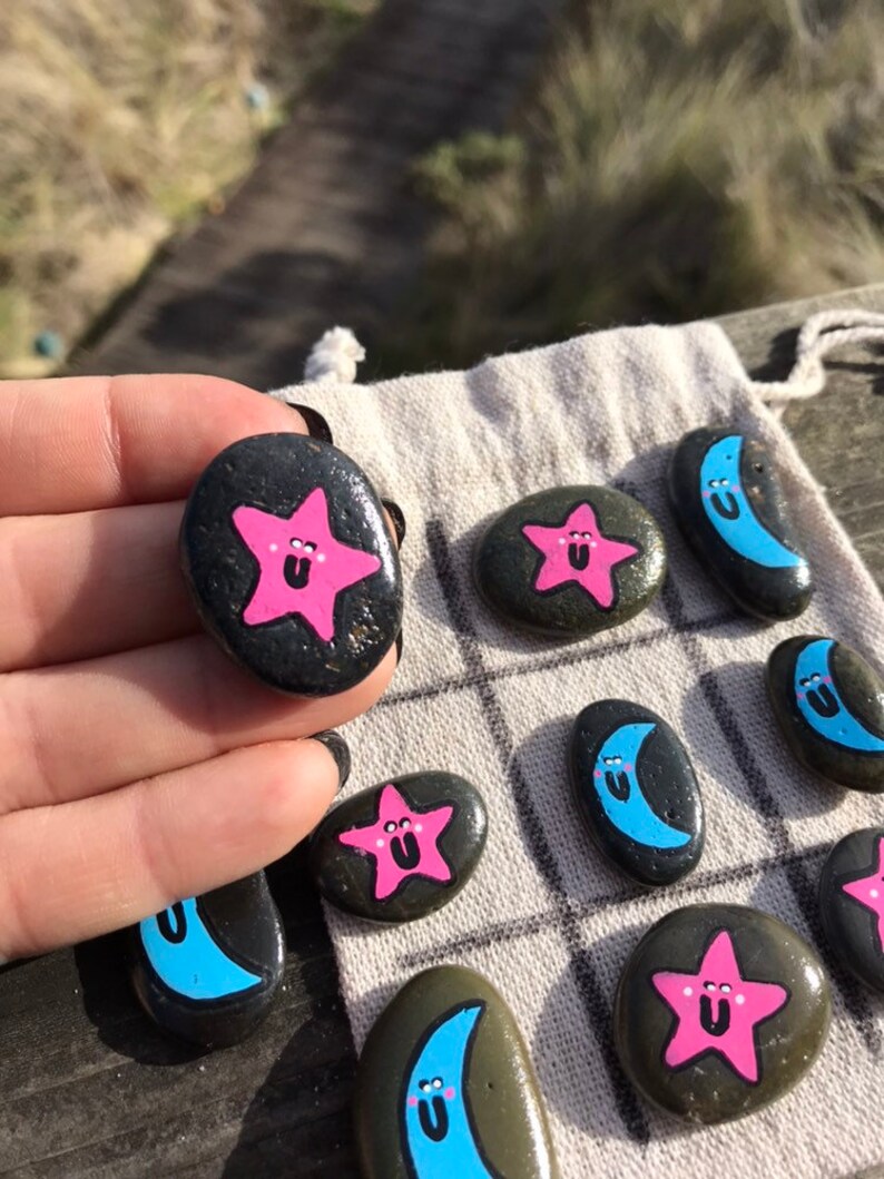 Kids Tic Tac Toe // Kids Toys and Games // Moon and Stars Tic - Etsy