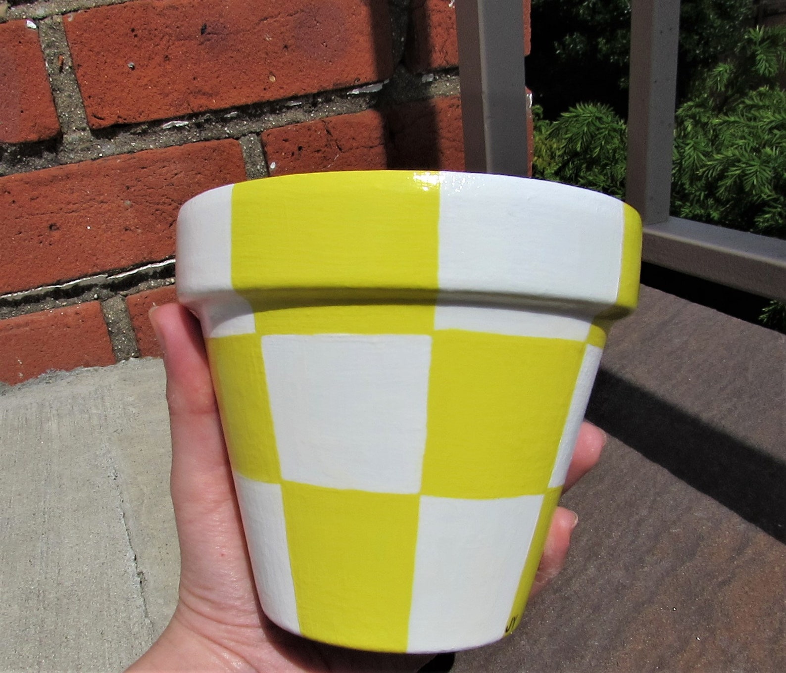 Checkerboard Hand-painted Flowerpots Garden Decor Gifts - Etsy