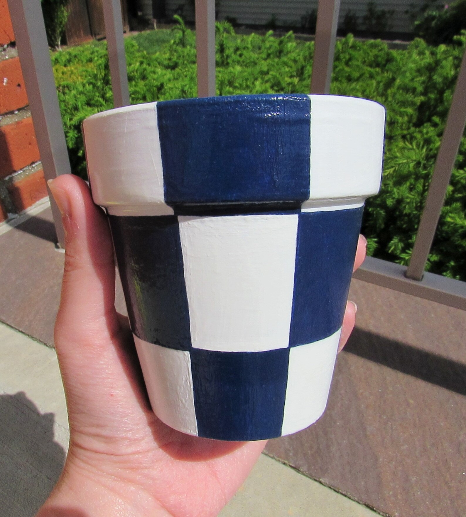 Checkerboard Hand-painted Flowerpots Garden Decor Gifts - Etsy