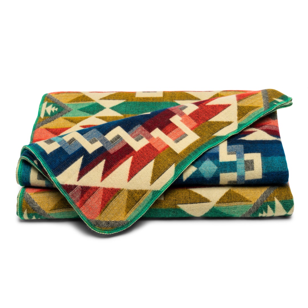 Handmade Wool Throw Blanket: Geometric Design, King Size (94x78) - Etsy