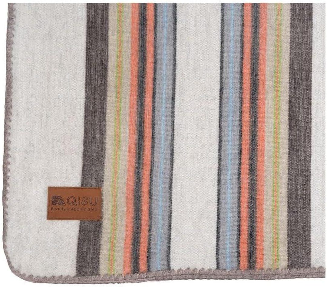 Handmade Alpaca Wool Blanket Throw: Variegated Stripe, Ultra-soft (85 X ...