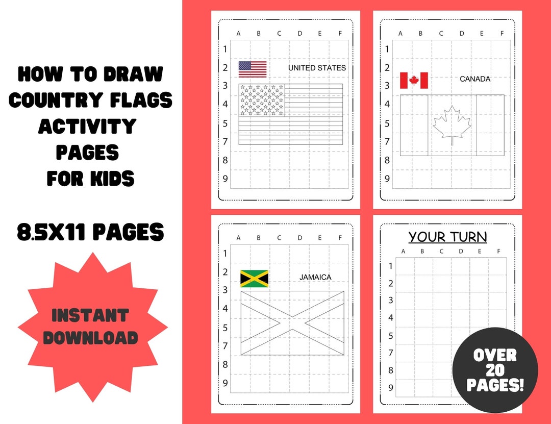 Printable How to Draw Country Flags Activity Pages for Kids Volume 1 ...