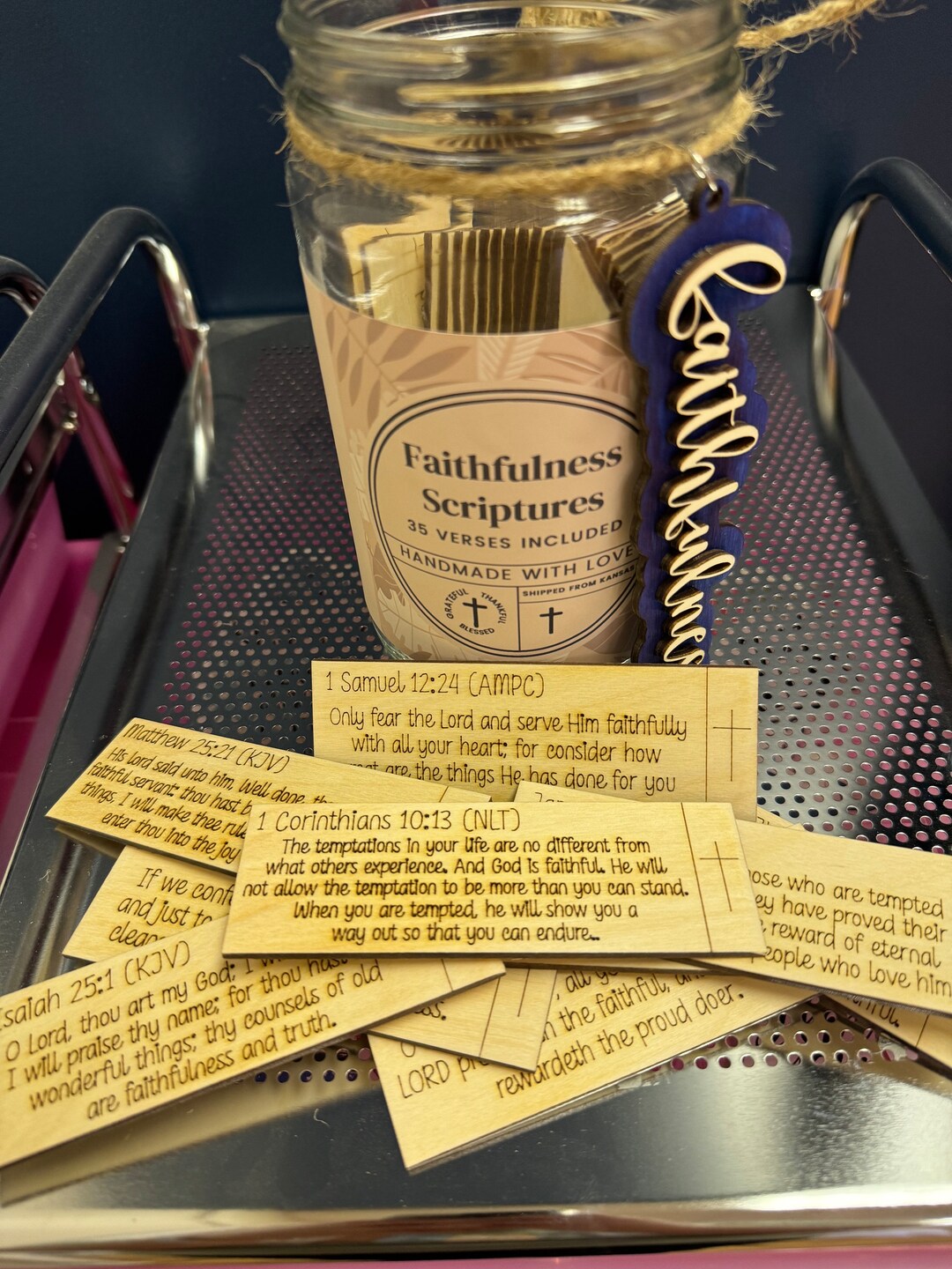 Laser Engraved Faithfulness Scriptures in a 32oz Jar, Gift for Family ...