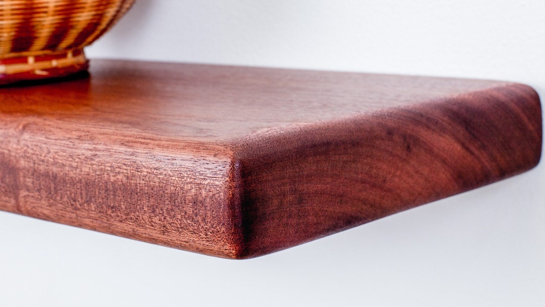 1.75" Rounded Sapele Floating Shelf | Custom Sizes, Easy Install | Voc ...