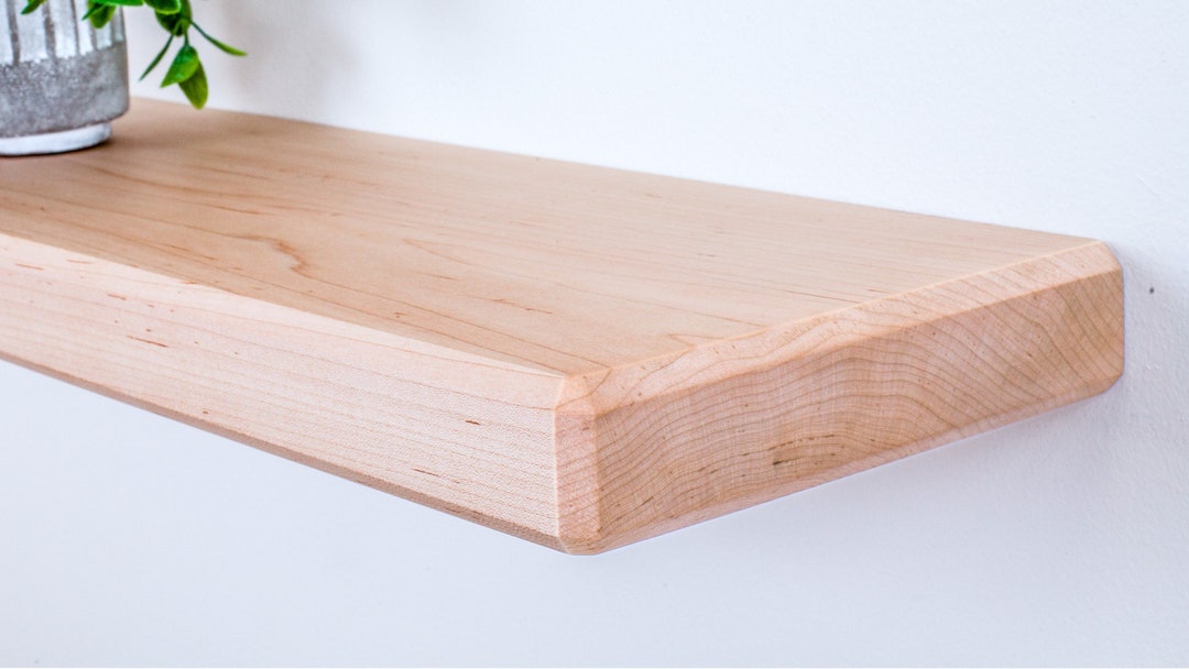 2" Chamfered Maple Floating Shelf | Custom Sizes, Easy Install | Voc ...