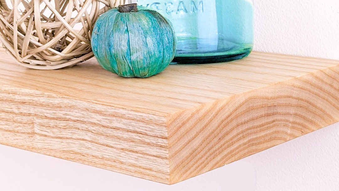 2" Squared Ash Floating Shelf | Custom Sizes, Easy Install | Voc-free ...