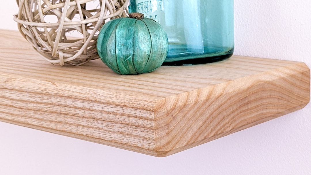 2" Chamfered Ash Floating Shelf | Custom Sizes, Easy Install | Voc-free ...
