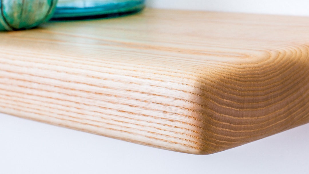 2" Rounded Ash Floating Shelf | Custom Sizes, Easy Install | Voc-free ...
