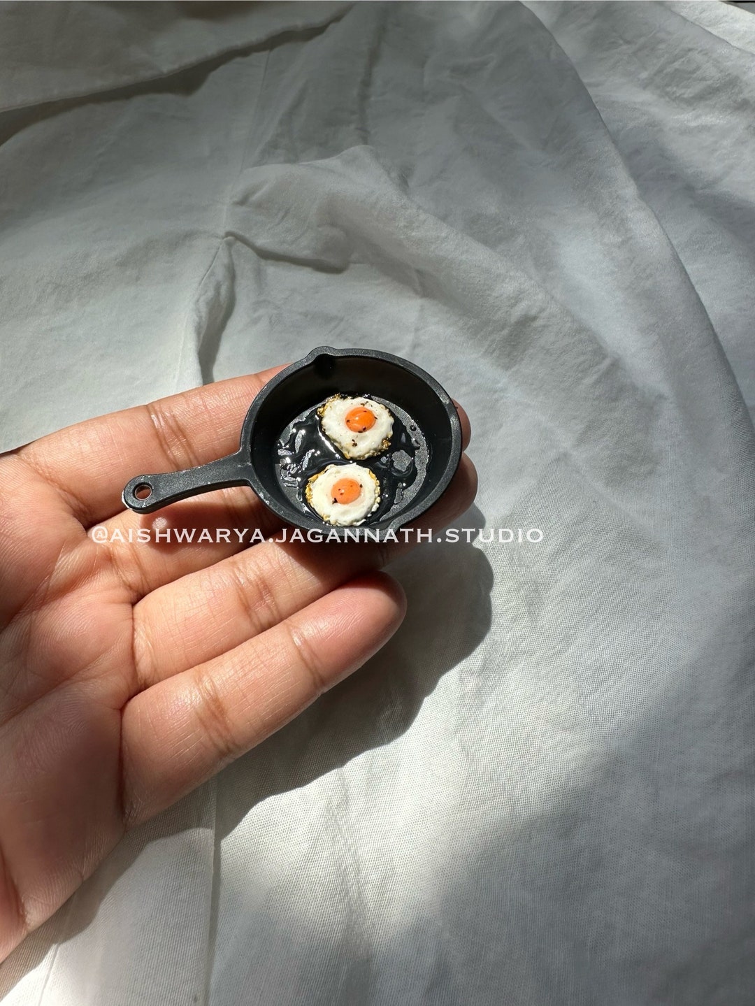 Fried Eggs on Pan Miniature Fridge Magnet, Breakfast, Egg Lover, Food ...