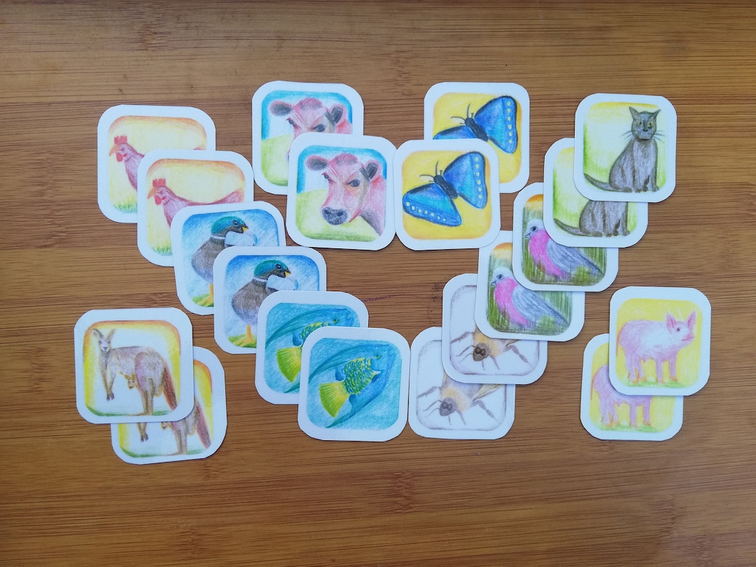 PDF Hand-drawn Animal Memory or Snap Game Print at Home - Etsy