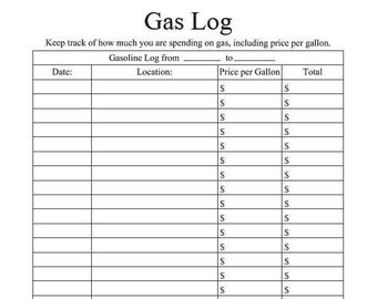 Gas Purchase Log - Etsy