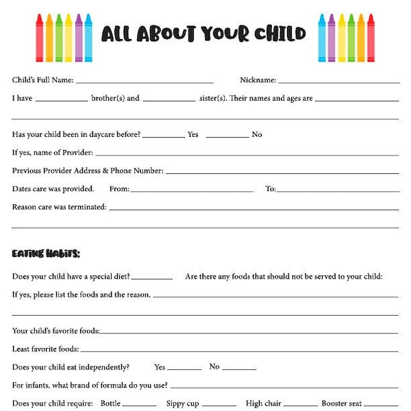 Daycare All About Me - Etsy