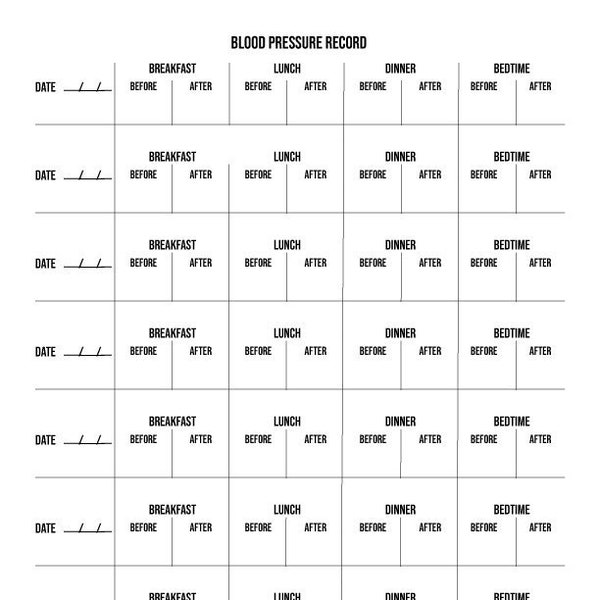 Bp Monitoring Sheet - Etsy