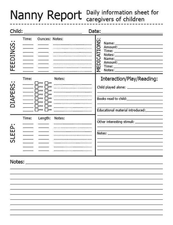 Nanny Report Instant Digital Download | Etsy