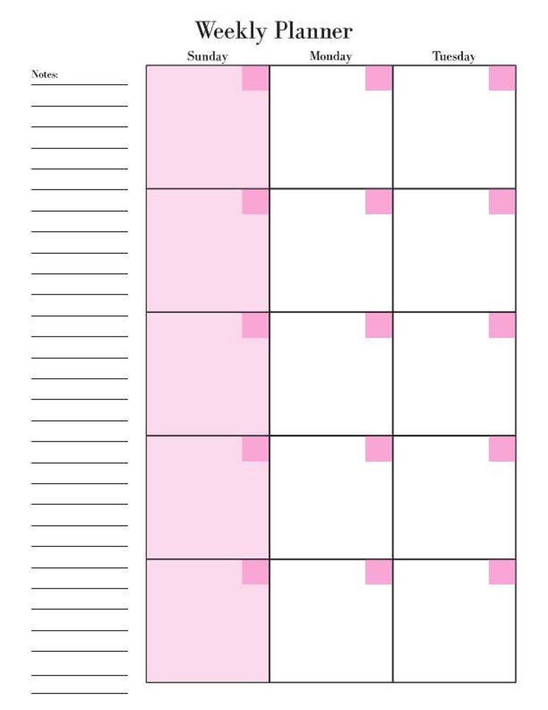 2 Page Weekly Planner Instant Digital Download - Etsy
