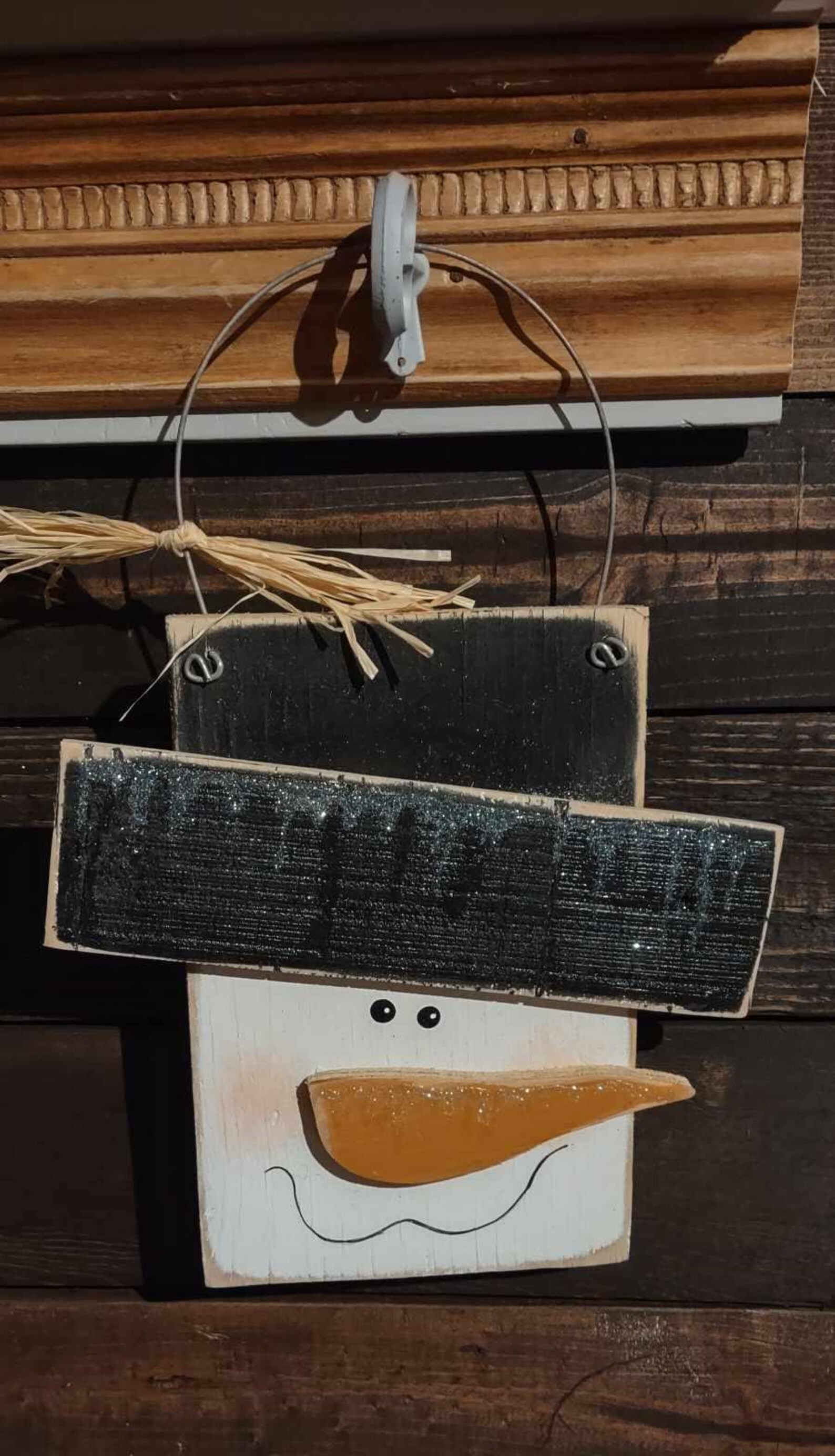 Hand Painted Reclaimed Wood Snowman, Rustic Hanging Decor - Etsy
