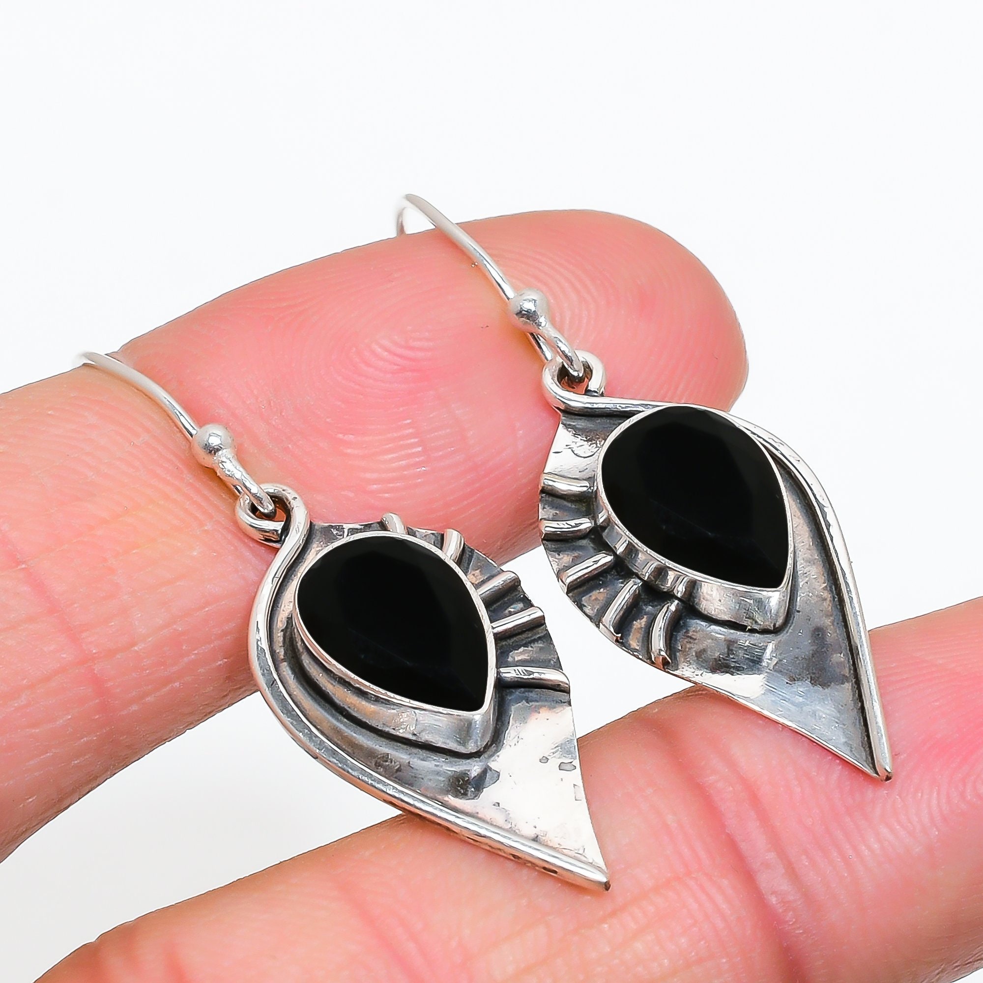 Black onyx earrings sterling silver store