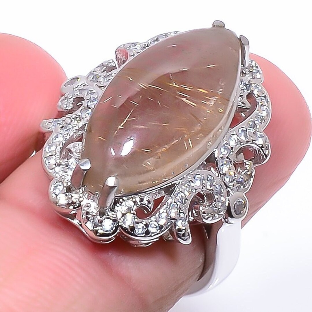 Rare Golden Rutilated Quartz Ring, Gemstone Ring, Gold Statement ...