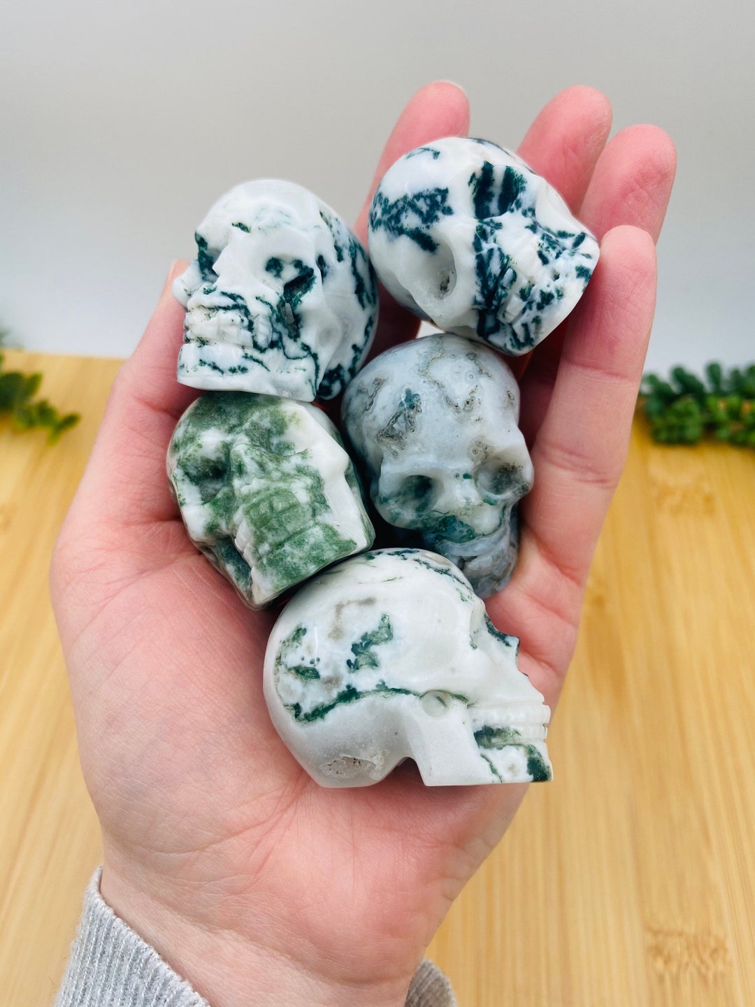 Moss Agate Skulls, 2 Inch Skulls, Crystal Skulls, Small Crystal Skull ...