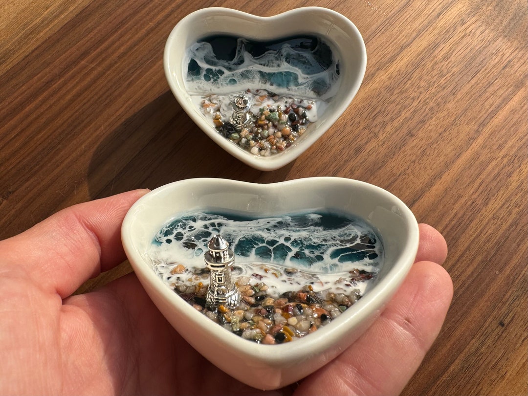 Lighthouse Ring Dish: Ceramic Heart, Ocean Beach Decor - Etsy