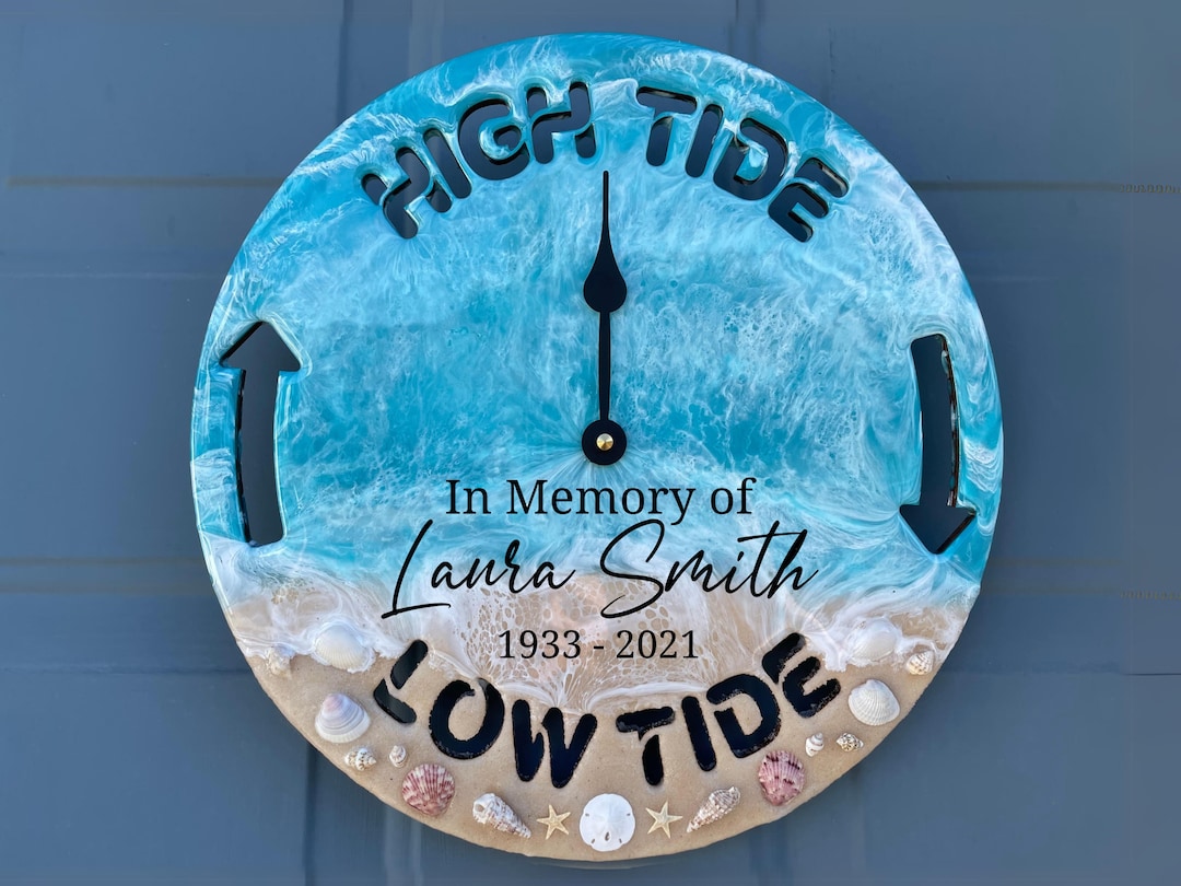 Memorial Tide Clock: Beach Sand & Shells, Personalized Ocean Decor - Etsy