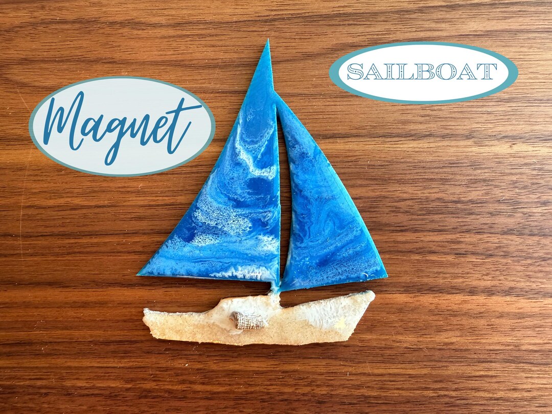 Personalized Sailboat Magnet, Handmade Gift Custom Beach Ocean Decor ...