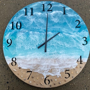 26" Beach Resin Art Clock: Coastal Ocean Theme Decor - Etsy