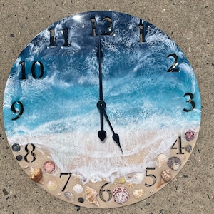 26" Beach Resin Art Clock: Coastal Ocean Theme Decor - Etsy
