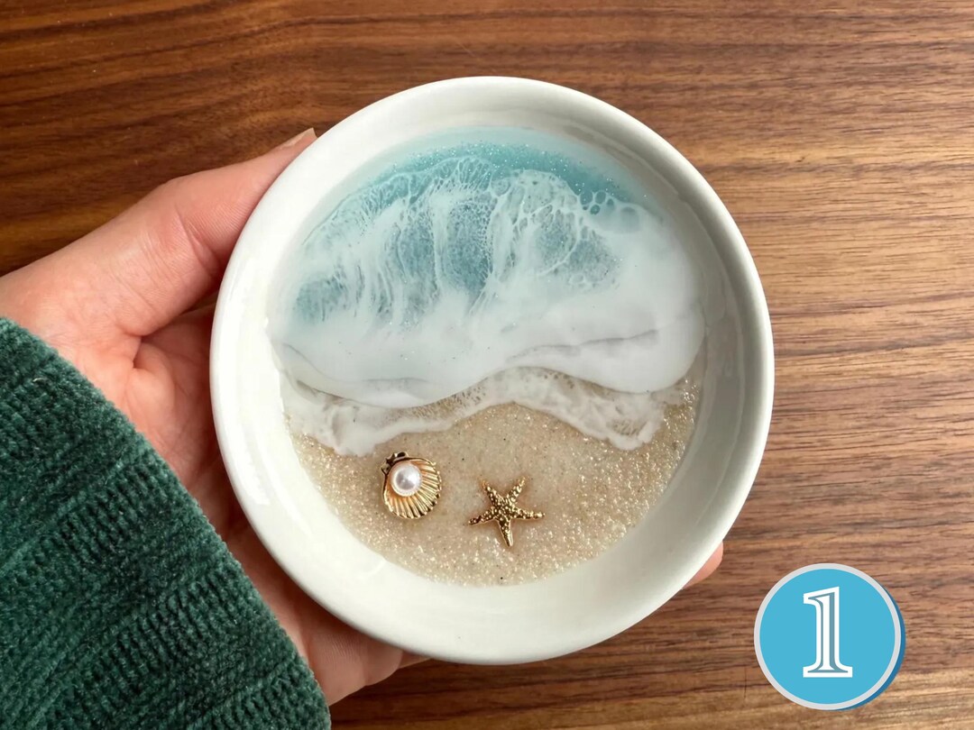 Beach Ring Dish Personalized, Trinket Jewelry Gift Ceramic Anniversary ...
