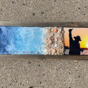 Ocean Memorial Art With Photo: Remembrance Gift, Custom Sympathy Plaque ...