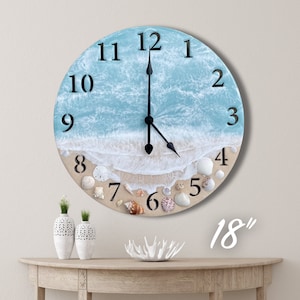 Beach Clock: 18" Coastal Ocean Decor - Etsy