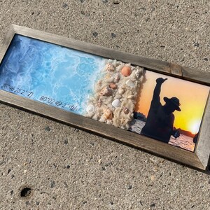 Ocean Memorial Art With Photo: Remembrance Gift, Custom Sympathy Plaque ...