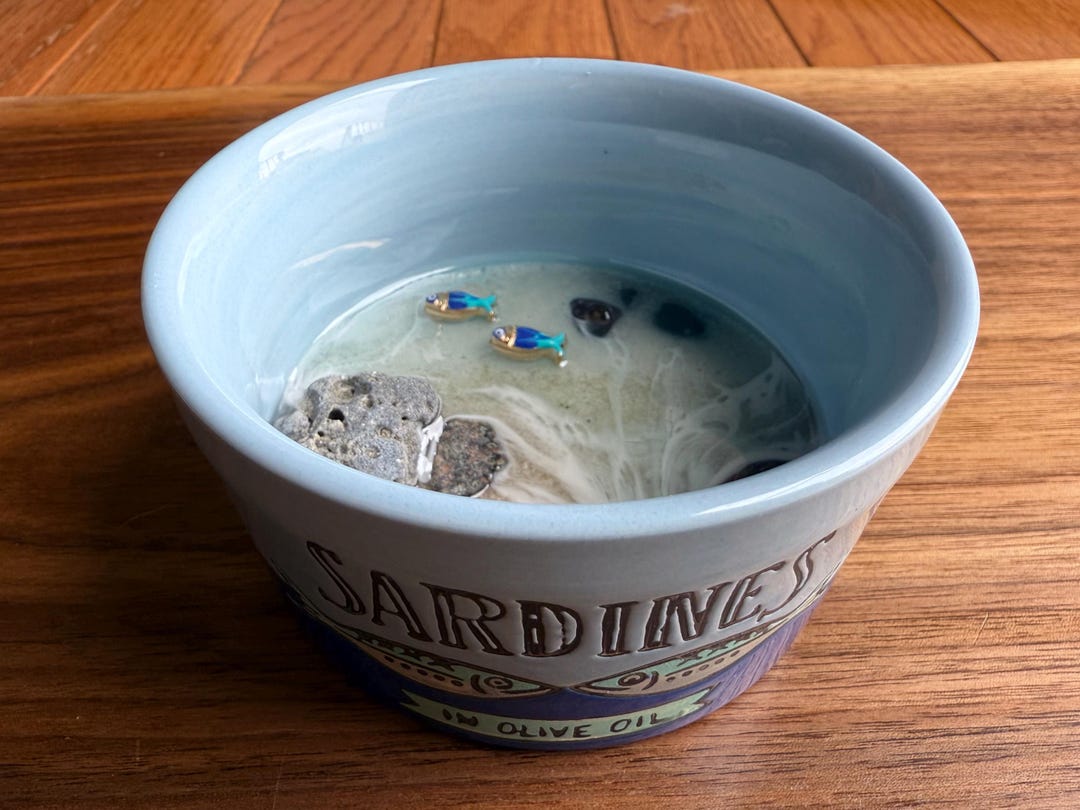 Handmade Sardine Ring Dish: Coastal Jewelry Holder With Resin Waves - Etsy