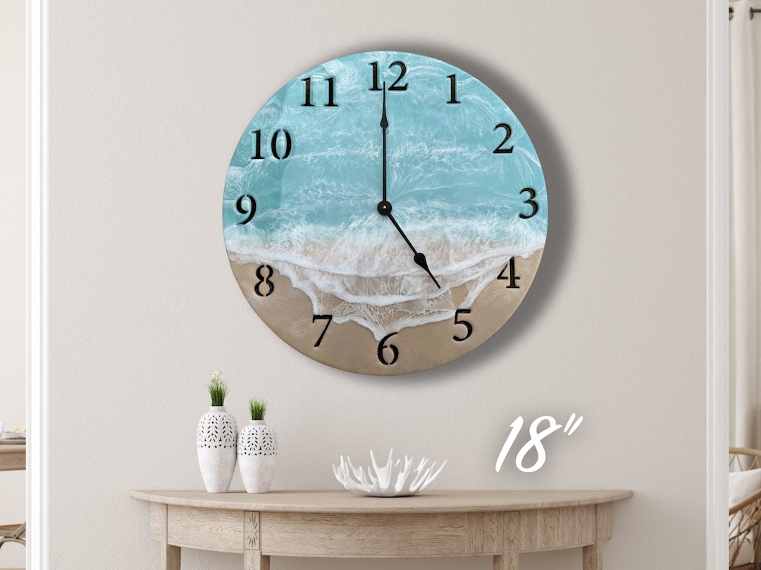 Beach Clock: Coastal Ocean Wave Art, Nautical Home Decor - Etsy