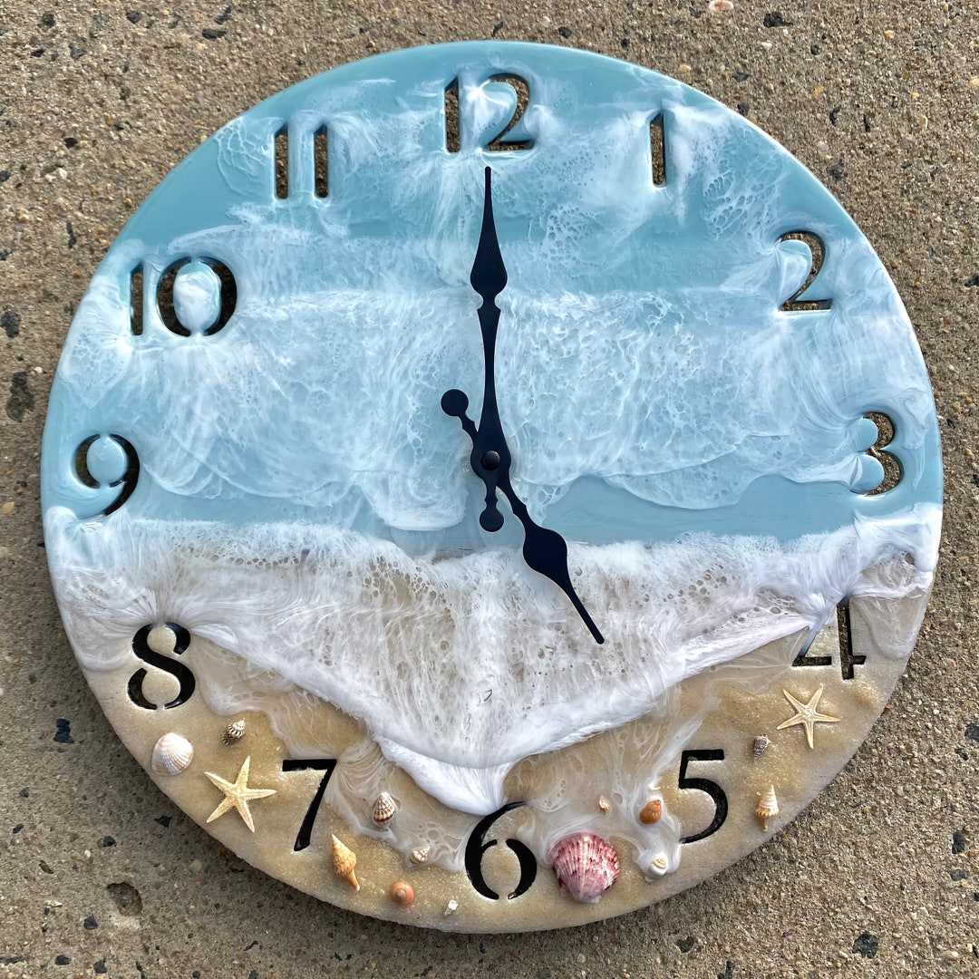 Beach Clock With Shells: Coastal Nautical Home Decor - Etsy