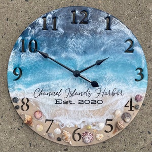26" Beach Resin Art Clock: Coastal Ocean Theme Decor - Etsy