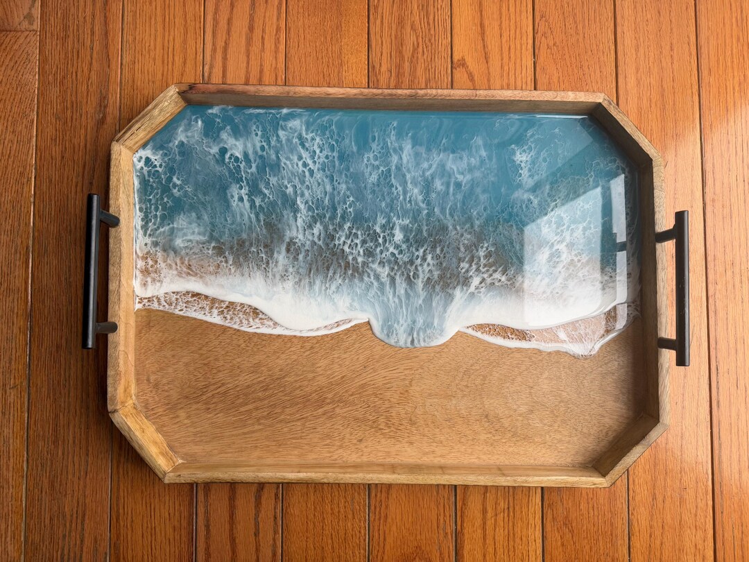 Cape May NJ Beach Serving Tray With Coastal Waves, Nautical Ocean Decor ...