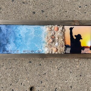 Ocean Memorial Art With Photo: Remembrance Gift, Custom Sympathy Plaque ...