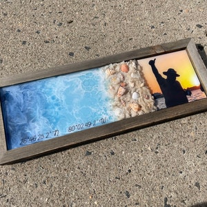 Ocean Memorial Art With Photo: Remembrance Gift, Custom Sympathy Plaque ...