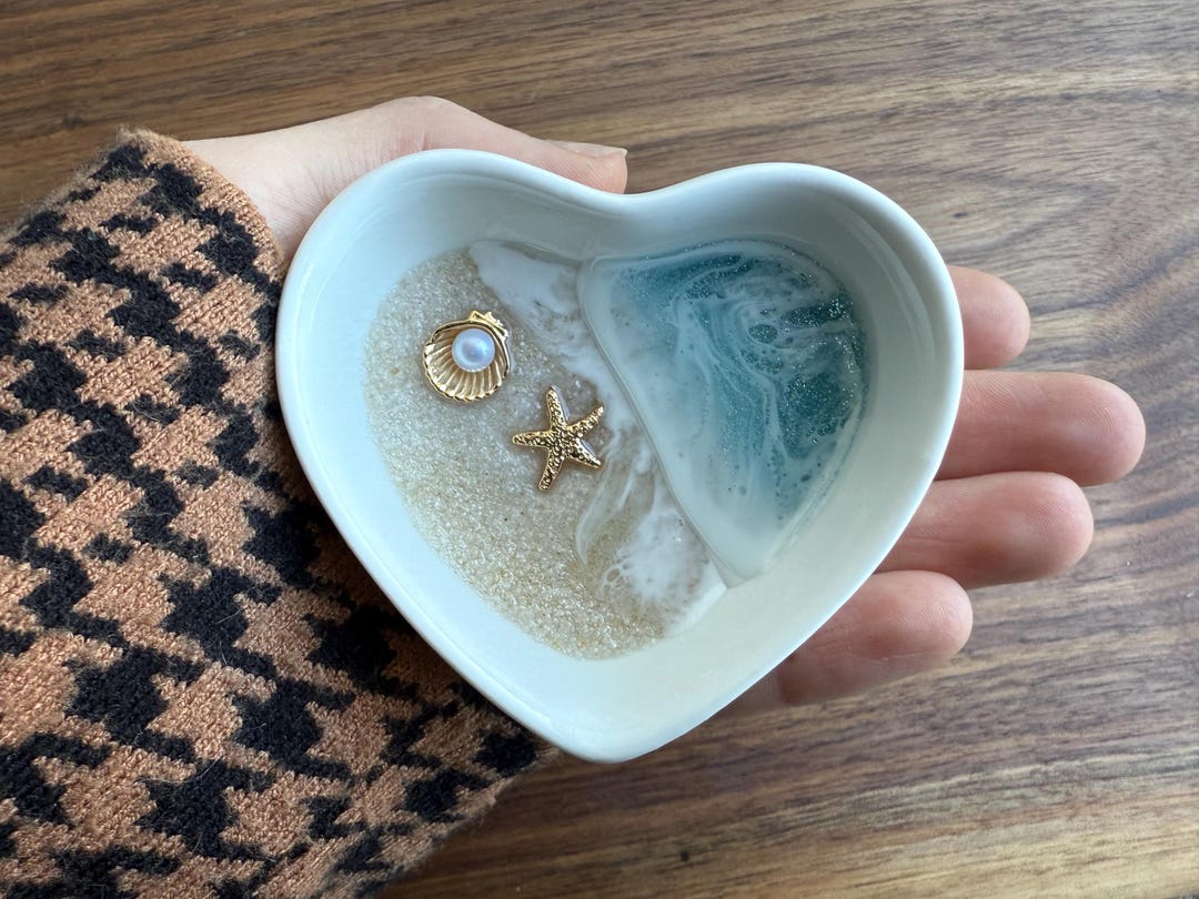 Heart Ring Dish: Gold Starfish Pearl, Beach Wedding Decor - Etsy