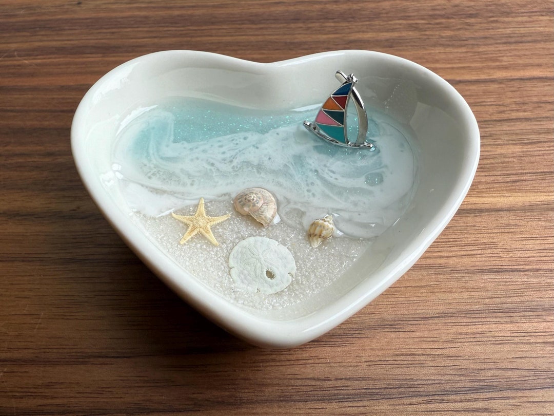 Personalized Sailboat Ring Dish: Beach Wedding Gift, Heart Decor - Etsy