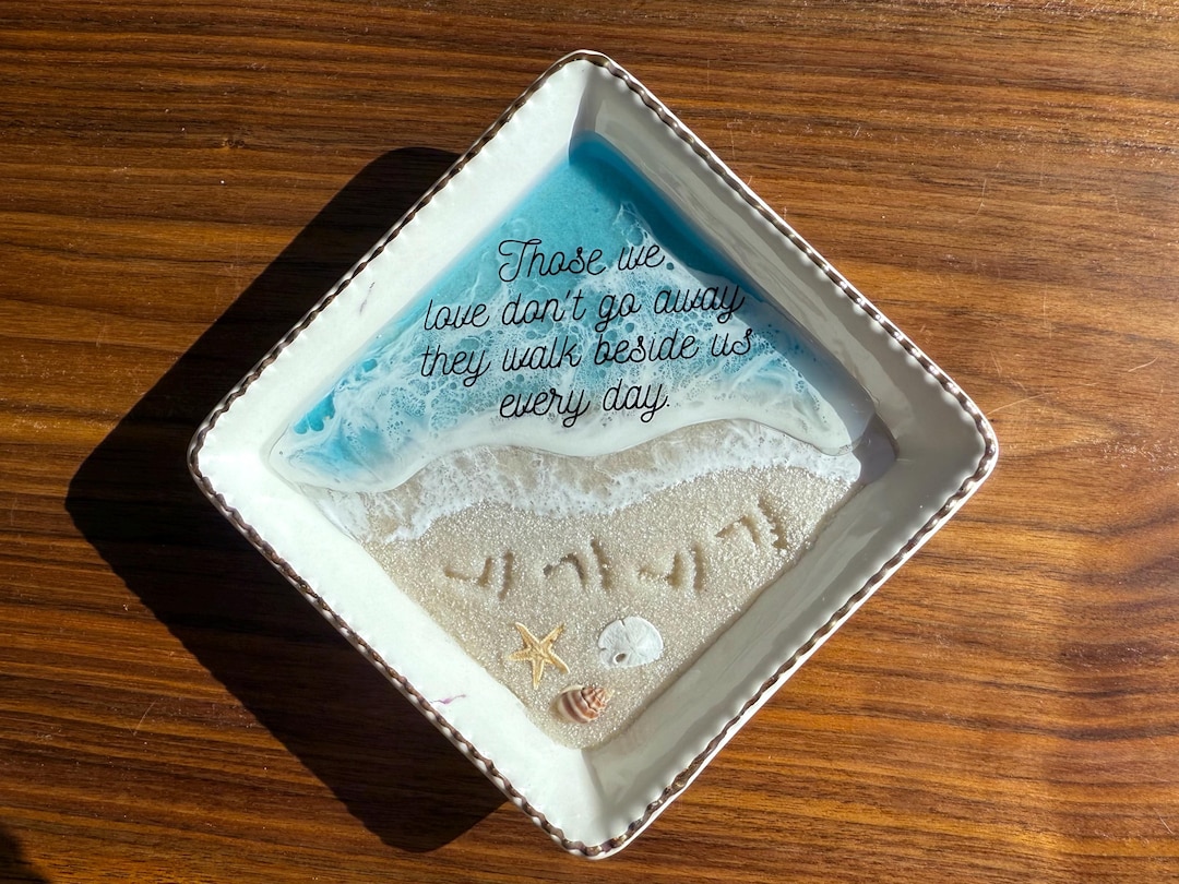 Personalized Footprints in Sand Memorial Ring Dish Coastal Keepsake ...