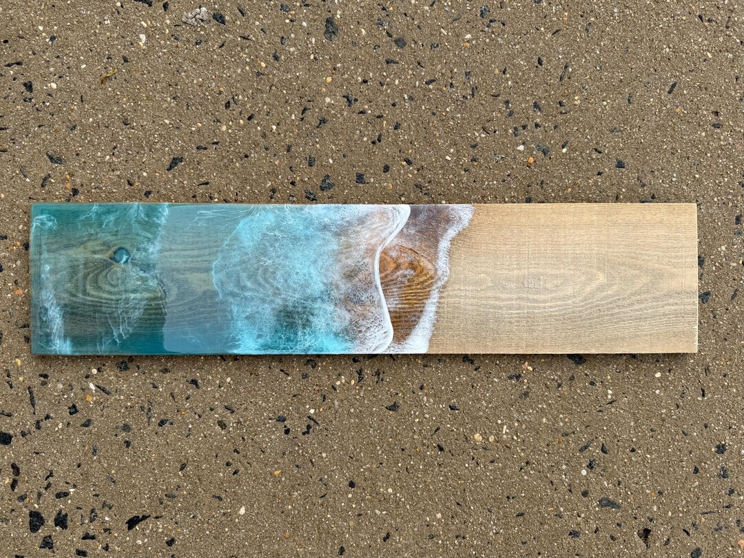 Personalized Ocean Wave Wood Plank, Coastal Resin Wall Art, Beach Lover ...