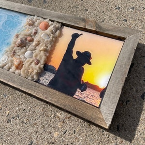 Ocean Memorial Art With Photo: Remembrance Gift, Custom Sympathy Plaque ...